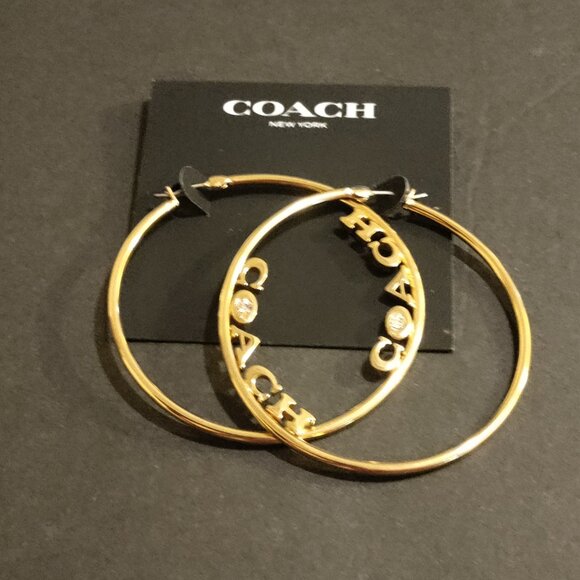 Jewelry | Coach Logo Hoops | Poshmark